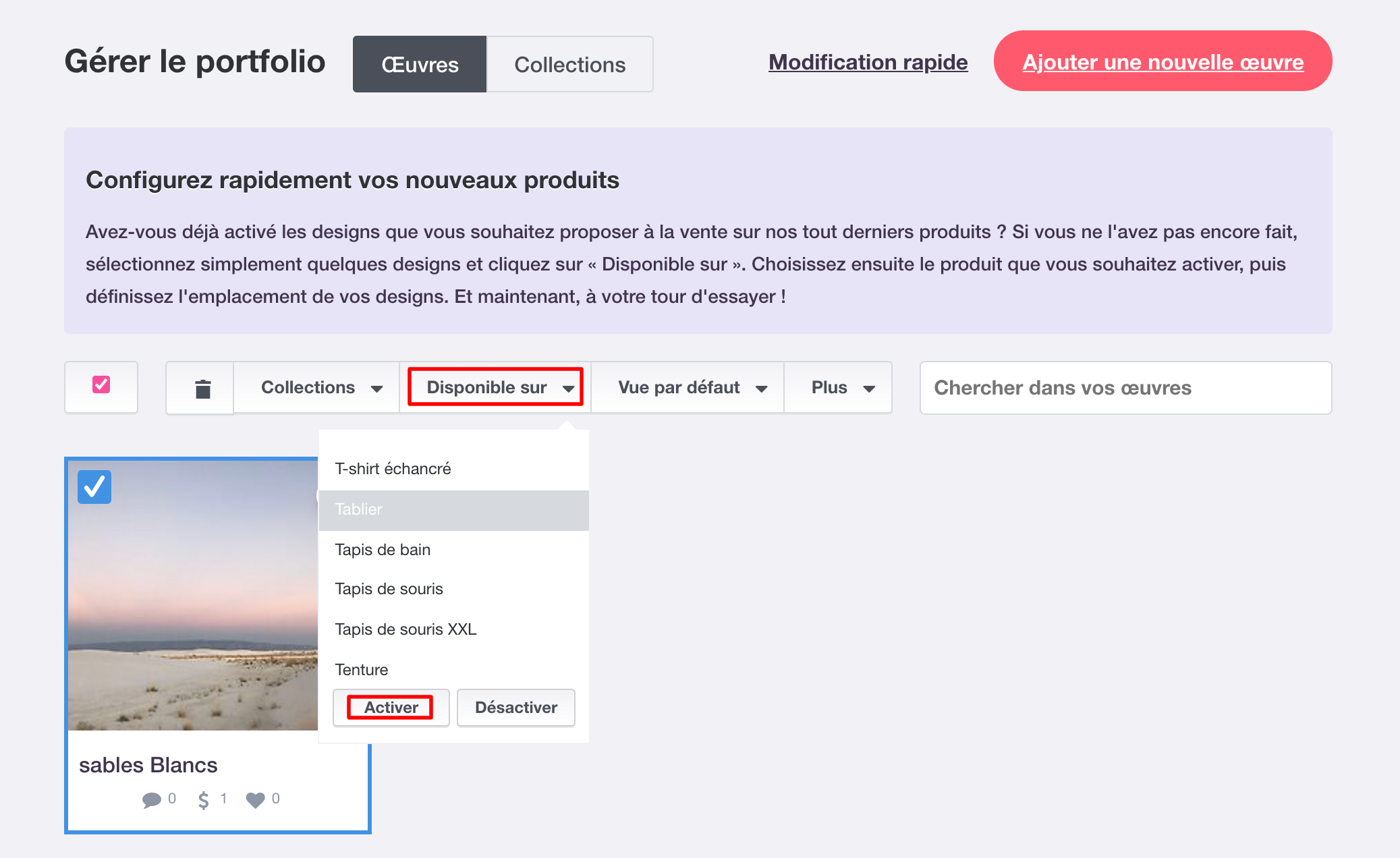 Comment changer le produit qui s'affiche par défaut sur la page de ma ...
